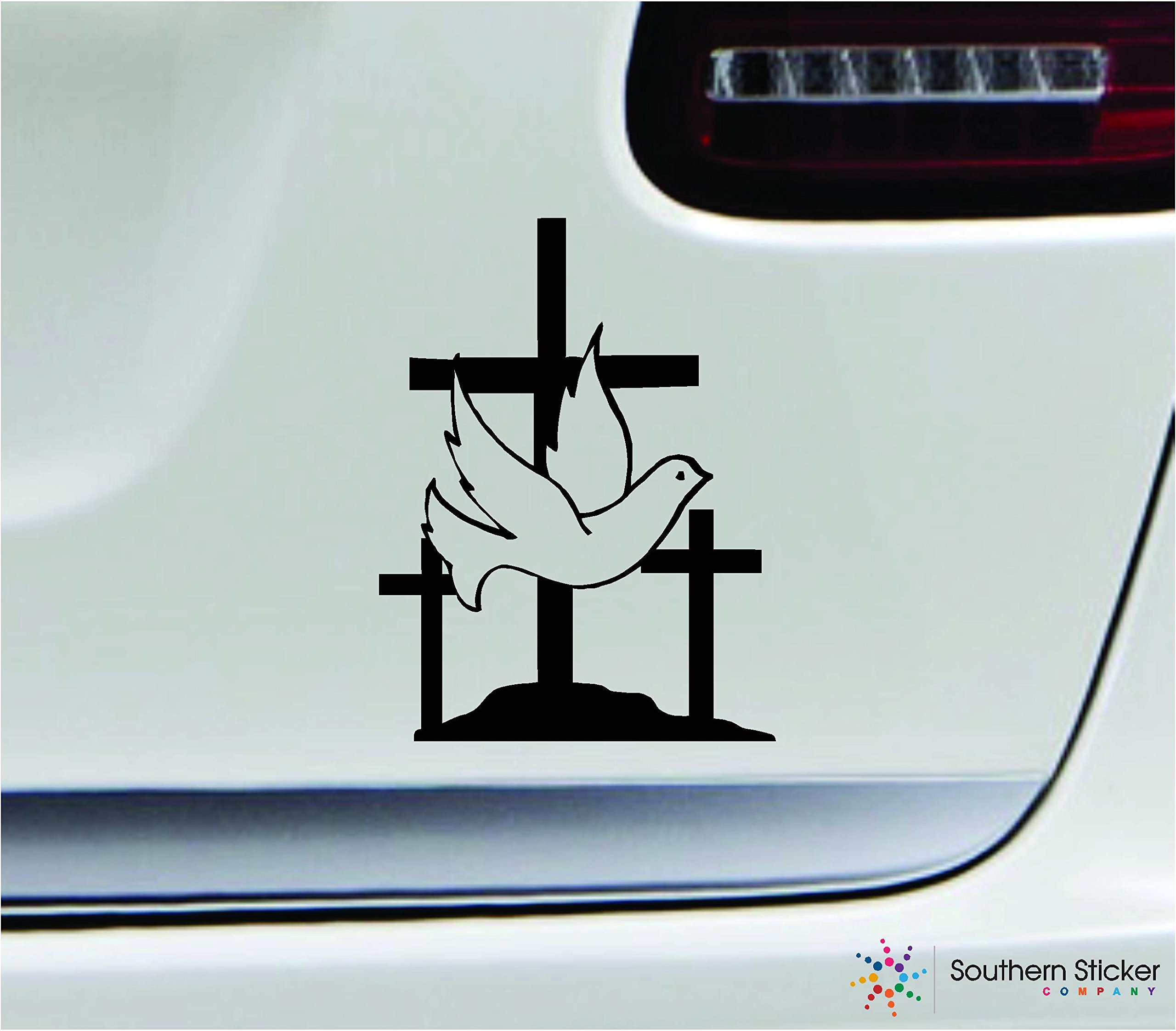 Holy Trinity Dove and Cross 5.2x3.9 Black America United States Color Sticker State Decal Vinyl - Made and Shipped in USA