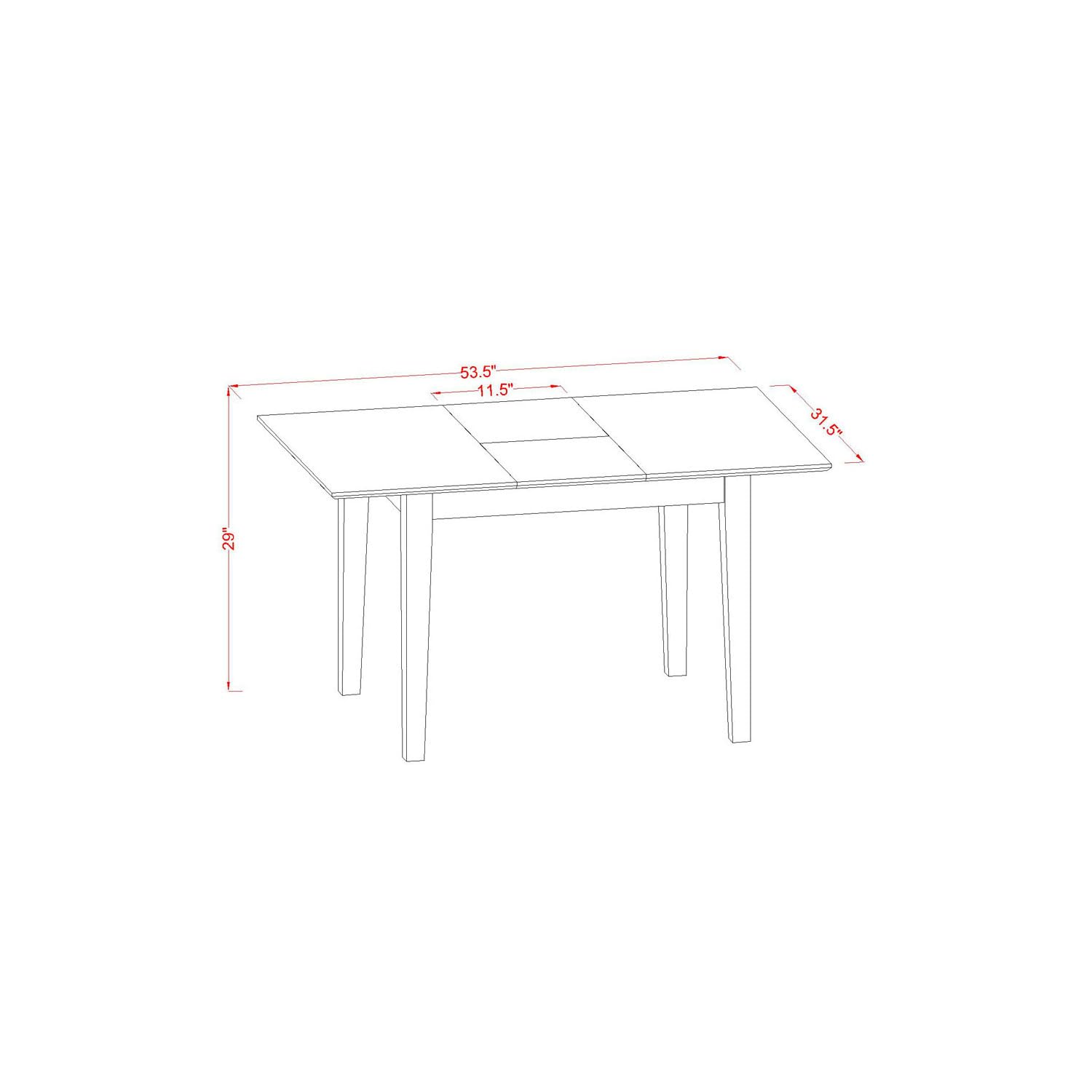 HomeStock French Flair 3-Pc Kitchen Dinette Set - 2 Kitchen Chairs with High Back and Upholstered Seat and Butterfly Leaf Modern Rectangle Dining Table and 4 Legs - Linen White Finish