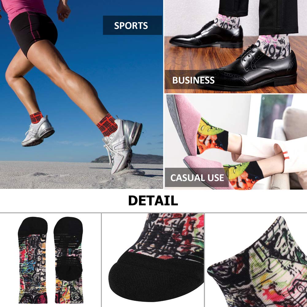 HUSO Music Note Patterned Socks, Men's Women's Novelty Stylish Awesome Socks for Running, XXL