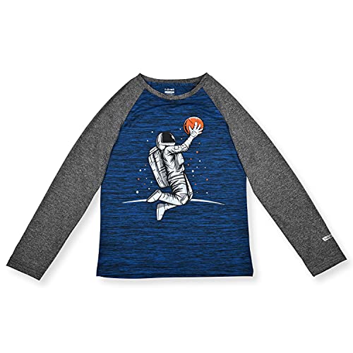 Hind Boys 4-Piece Active Long Sleeve Quick Dry T-Shirt and Athletic Jogger Sweatpant Set Kids Clothes for Sports and Running (Blue-Red, numeric_12)