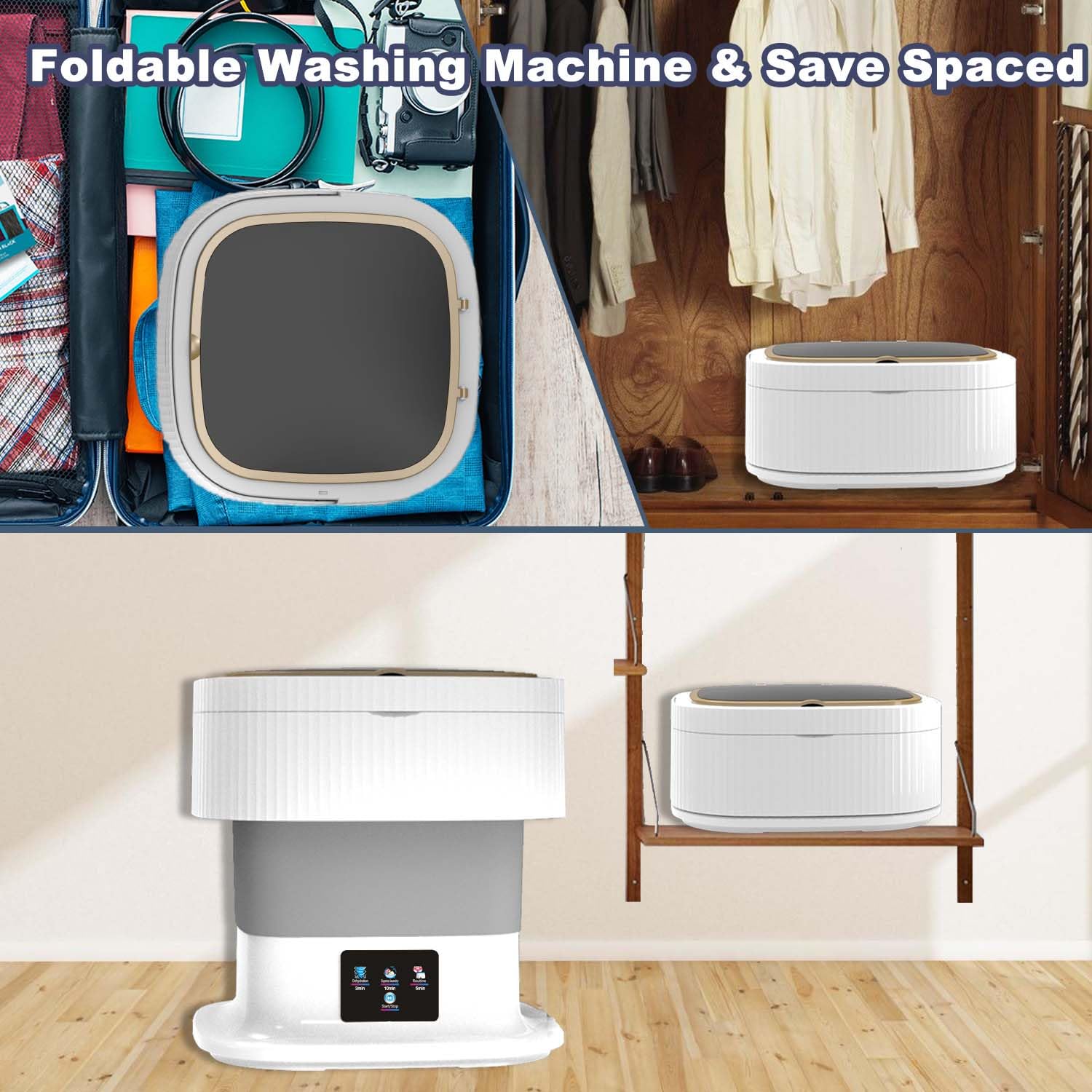 Portable Washing Machine, Mini Washer, 11L Upgrade Model Foldable Small Washing Machine, Collapsible Compact Laundry Washer and dryer 2 in 1, Apartment, Dorm, Rv, Socks, Underwear, Baby Clothes, Grey