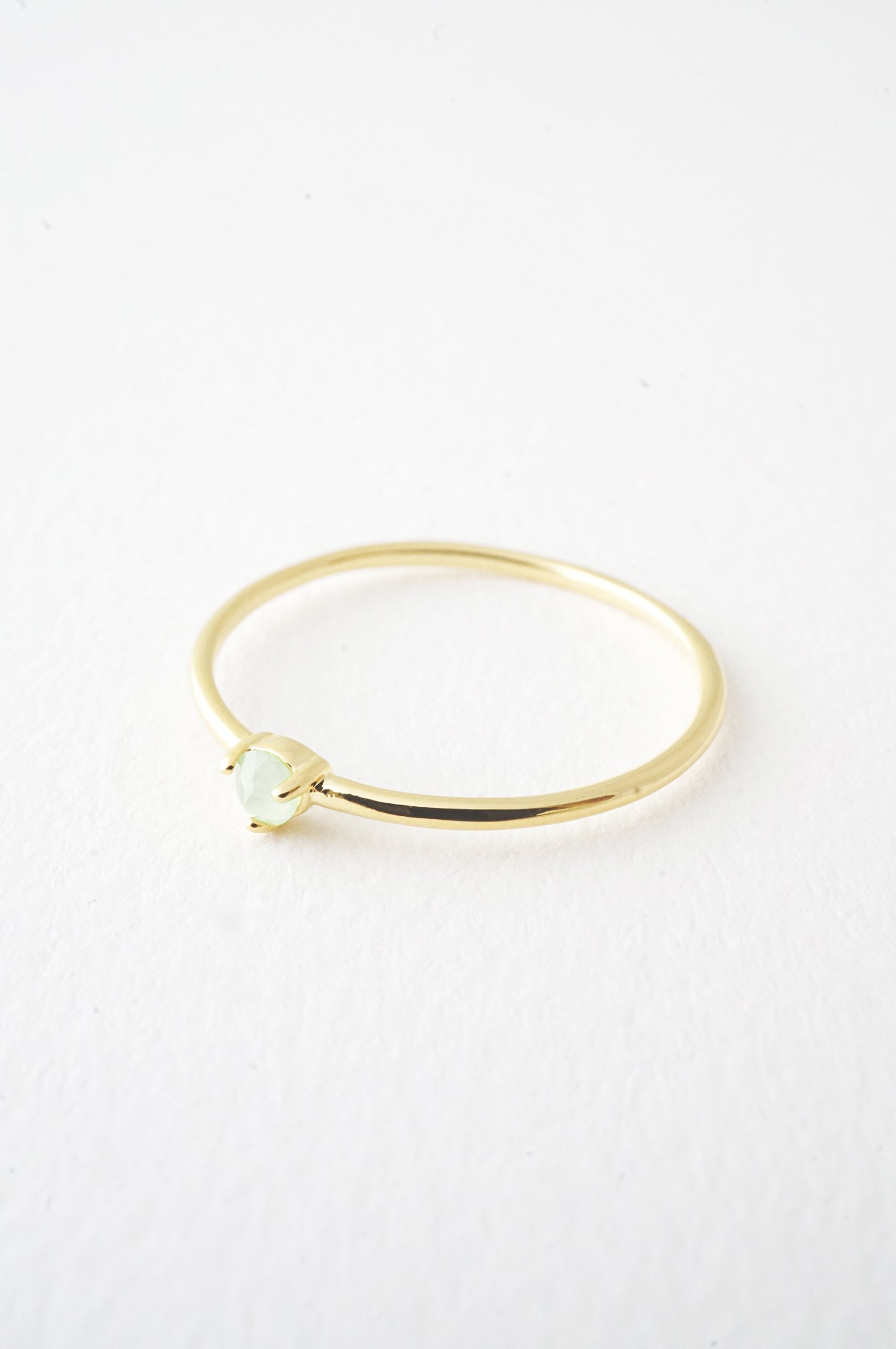 Honeycat Green Jade Point Crystal Ring in 18k Gold Plate | Minimalist, Delicate Jewelry (Gold, 8)