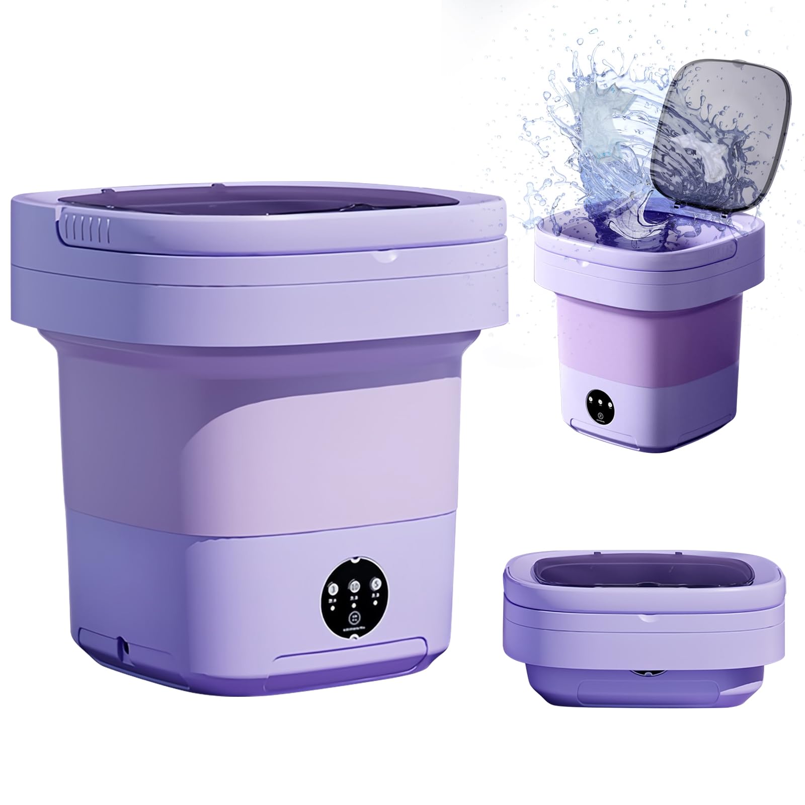 Portable Washing Machine,11L Large Capacity Foldable Washer Machine,Mini Washing Machine for Underwear,Socks,Travel Washing Machine for Camping,Travel Laundry,Apartment,RV,Purple