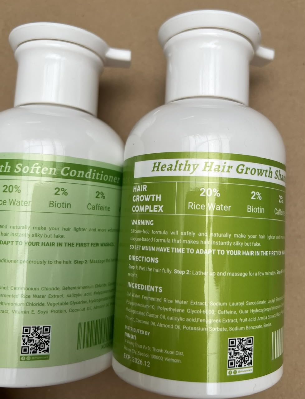 Rice Water Conditioner with Amino Acids & Biotin - Natural Ingredients - Sulfate-free, Paraben-free, Cruelty-free, Phthalate-free, pH balanced 100% Vegan, Zero-Waste