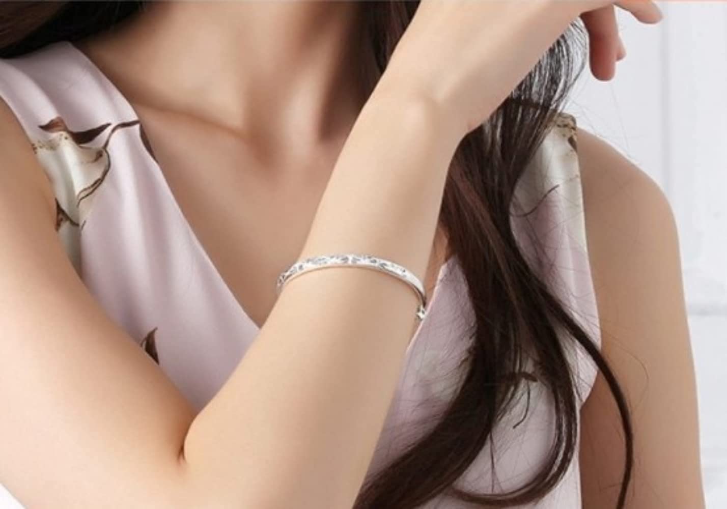 Hemlock 5 PCs Bangle Bracelet, Women 925 Sterling Silver Bracelet Bohemia Jewelry (1 pc Silver-2)