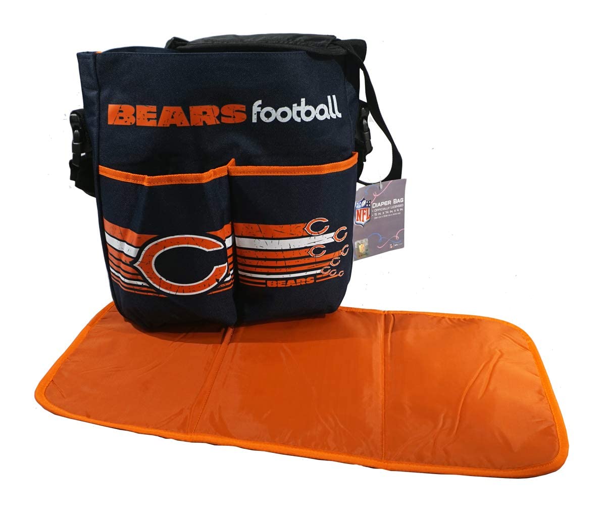 Rico Chicago Football Bears Baby Diaper Bag with Adjustable Padded Shoulder Strap & Changing Pad