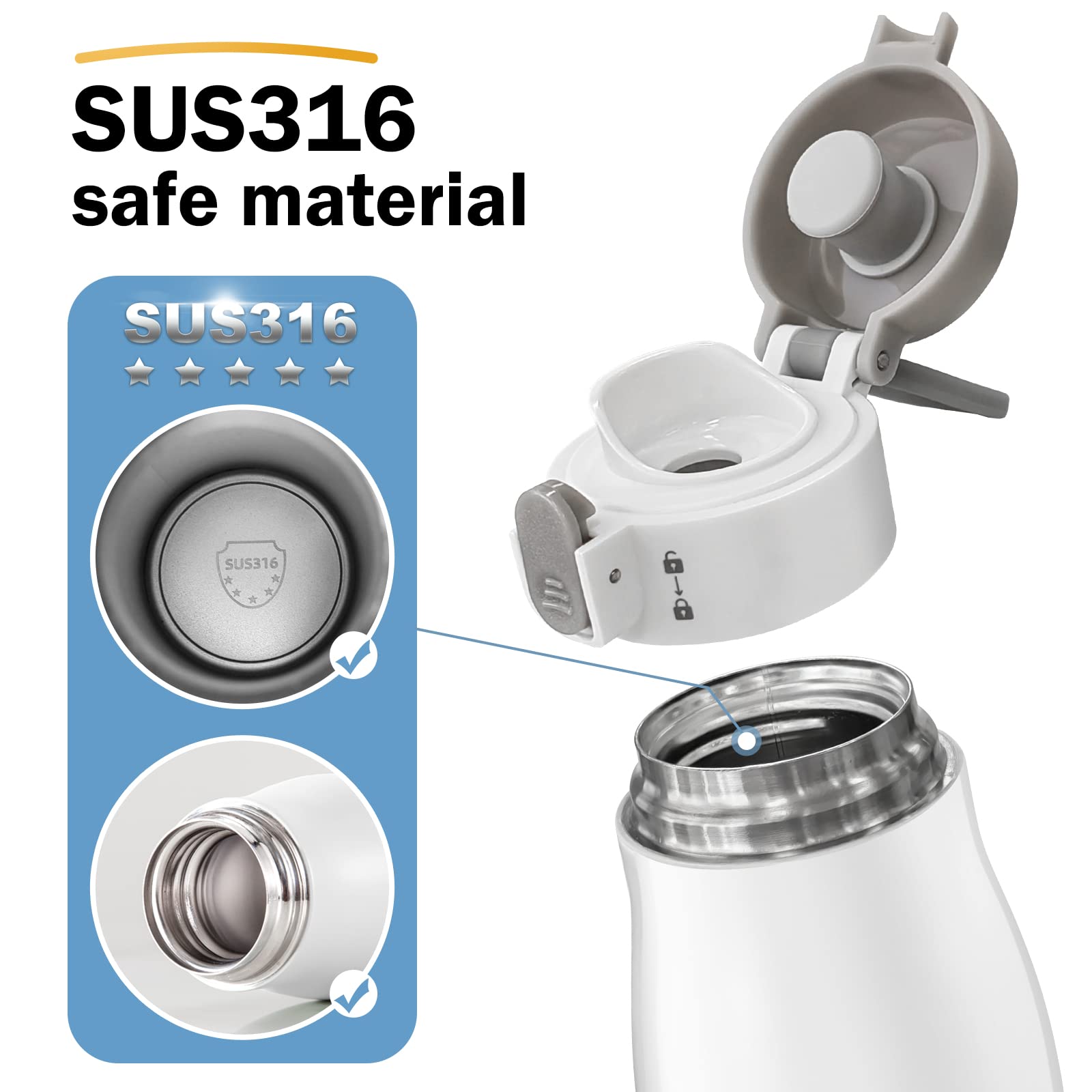 Portable Water Warmer, ALVOD Bottle Warmer for Baby Formula, Milk, Breastmilk, 10.8 Ounce Travel Water Warmer Rechargeable with Precise Temp Control LCD Display, Keep Warm & Leak-Resistant for Outdoor