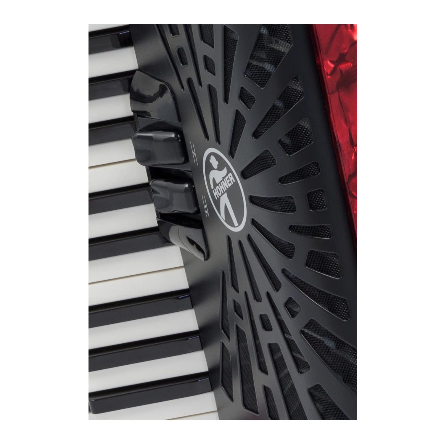 Hohner Bravo II 48 Chromatic Piano Key Accordion - Pearl Red