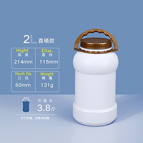 WellieSTR 4PCS Food Grade White Plastic Bucket with Handle & Lid,2L Plastic Bucket with Handle Lid Food Grade Storage Container for Home Kitchen Food Cereals Airtight Sealing