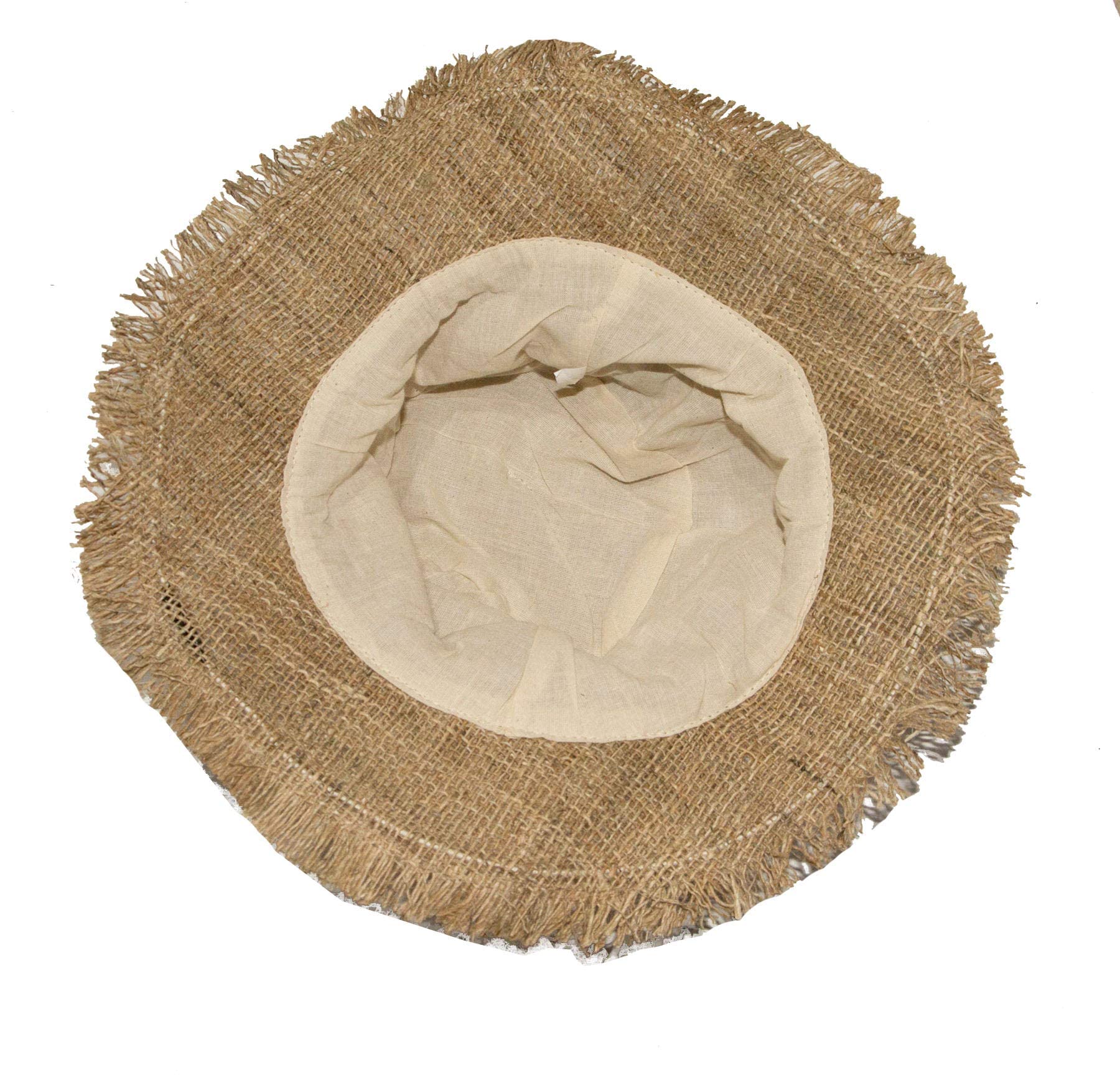 Hemp Sun Hat Wired Wide Brim Farmers hat with Frayed Edges, Raw Hemp Natural Straw Summer Hippie Farmers hat (Mediumc, Natural)