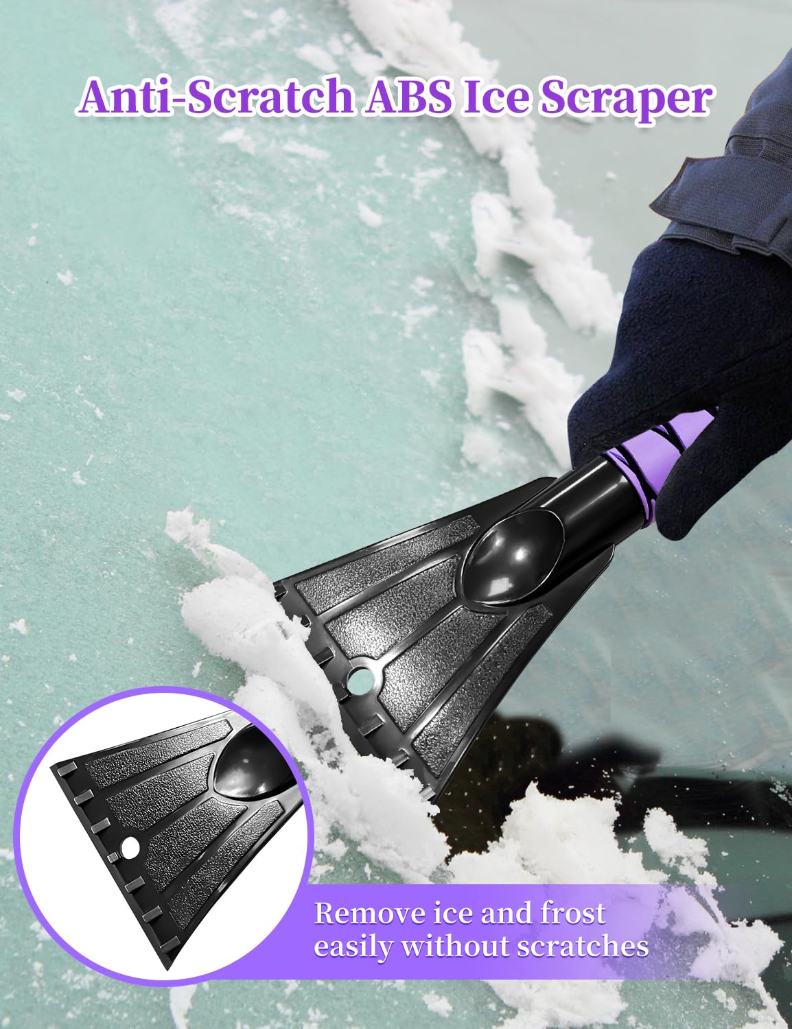 HEEYA Ice Scraper and Brush for Car, Extendable Snow Brush and Ice Scraper for Car Windshield Window, Car Snow Scraper and Brush with Foam Grip for SUV Truck Automobile Vehicle - 1pcs