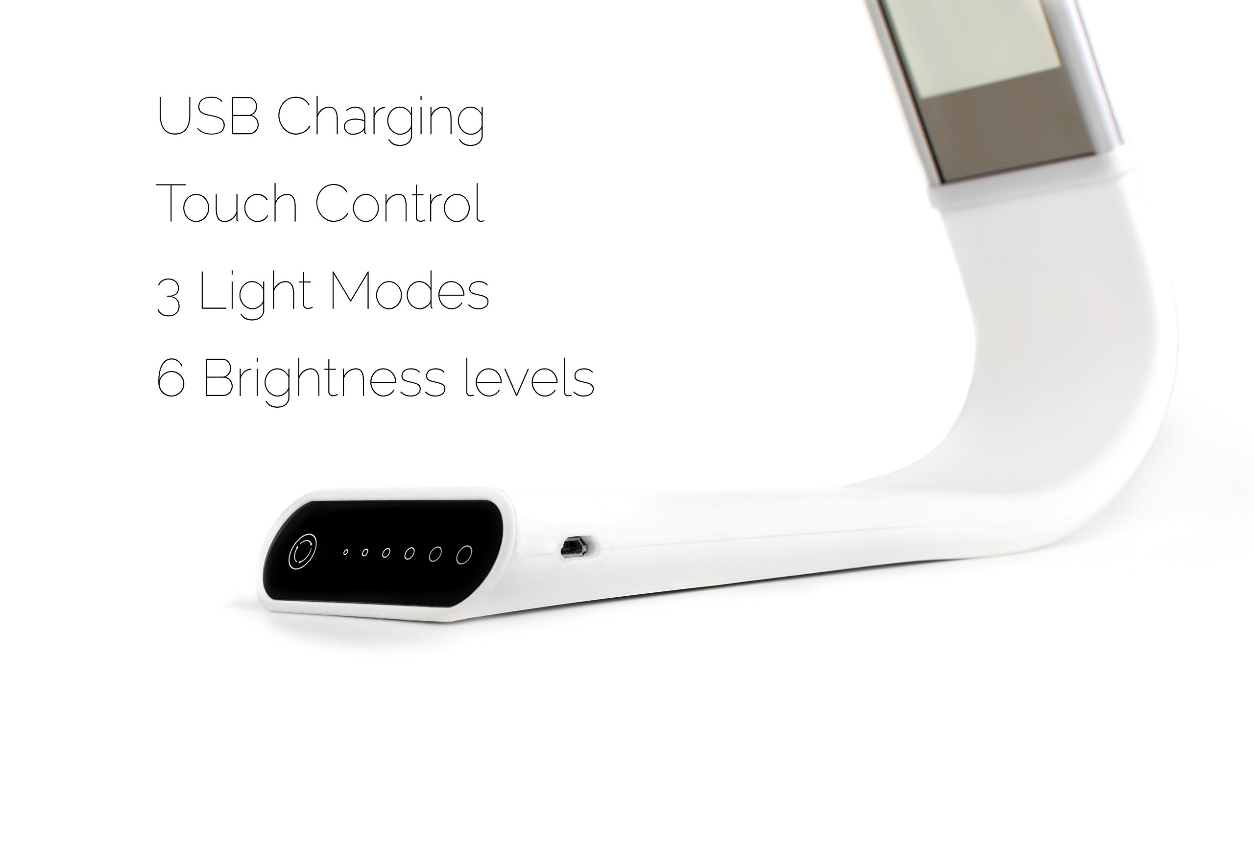 Luxe Cordless Eye Friendly LED Desk Lamp, USB Rechargeable up to 40 Hours of Continuous Light, Touch Control 6 Brightness Levels 3 Light Modes 360° Adjustable Modern Design Portable (Silver) (Silver)