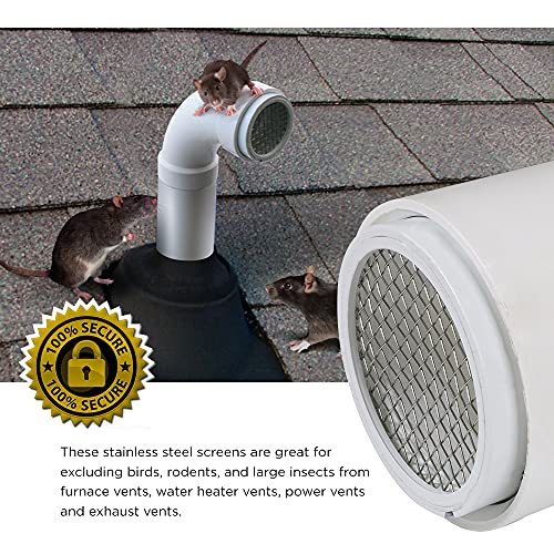 Raven R1508 Termination Cap Vent Cover Mesh Screen, Round Furnace PVC Pipe Stainless Steel Roof Vent Cap, Drain Screen 2" Inner & 2-3/8" Outer Diameter