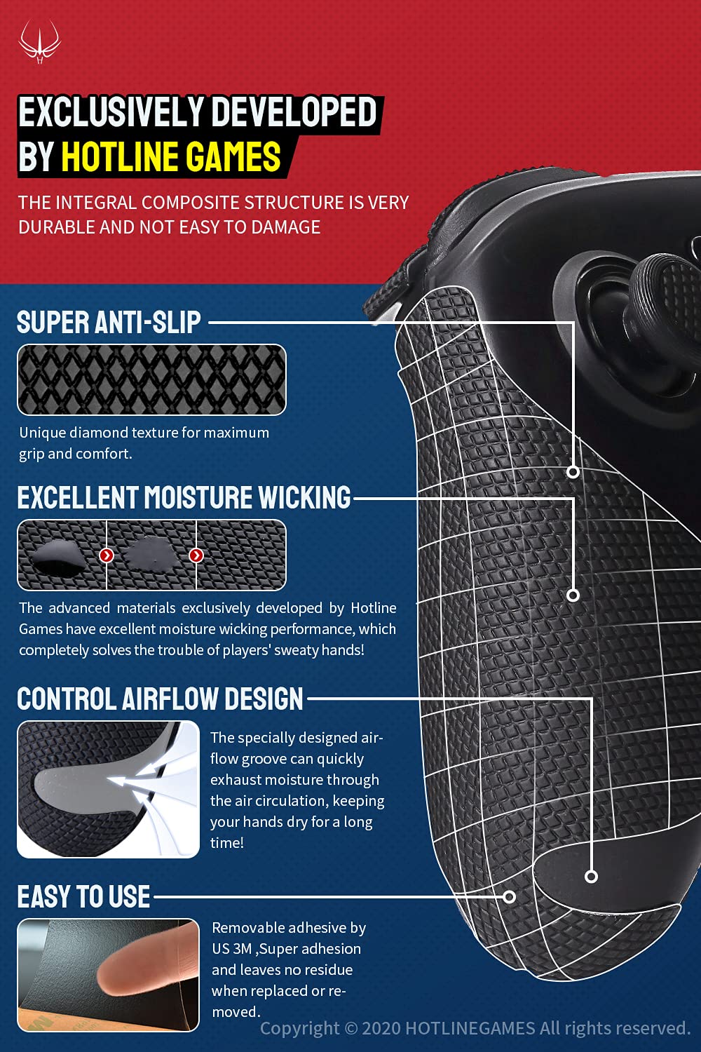 HOTLINEGAMES 2.0 Plus Controller Grip Compatible with Switch Pro Controller Grips Tape, Anti-Slip, Sweat-Absorbent, Easy to Apply (Handle Grips+Buttons+Triggers (20PCS))