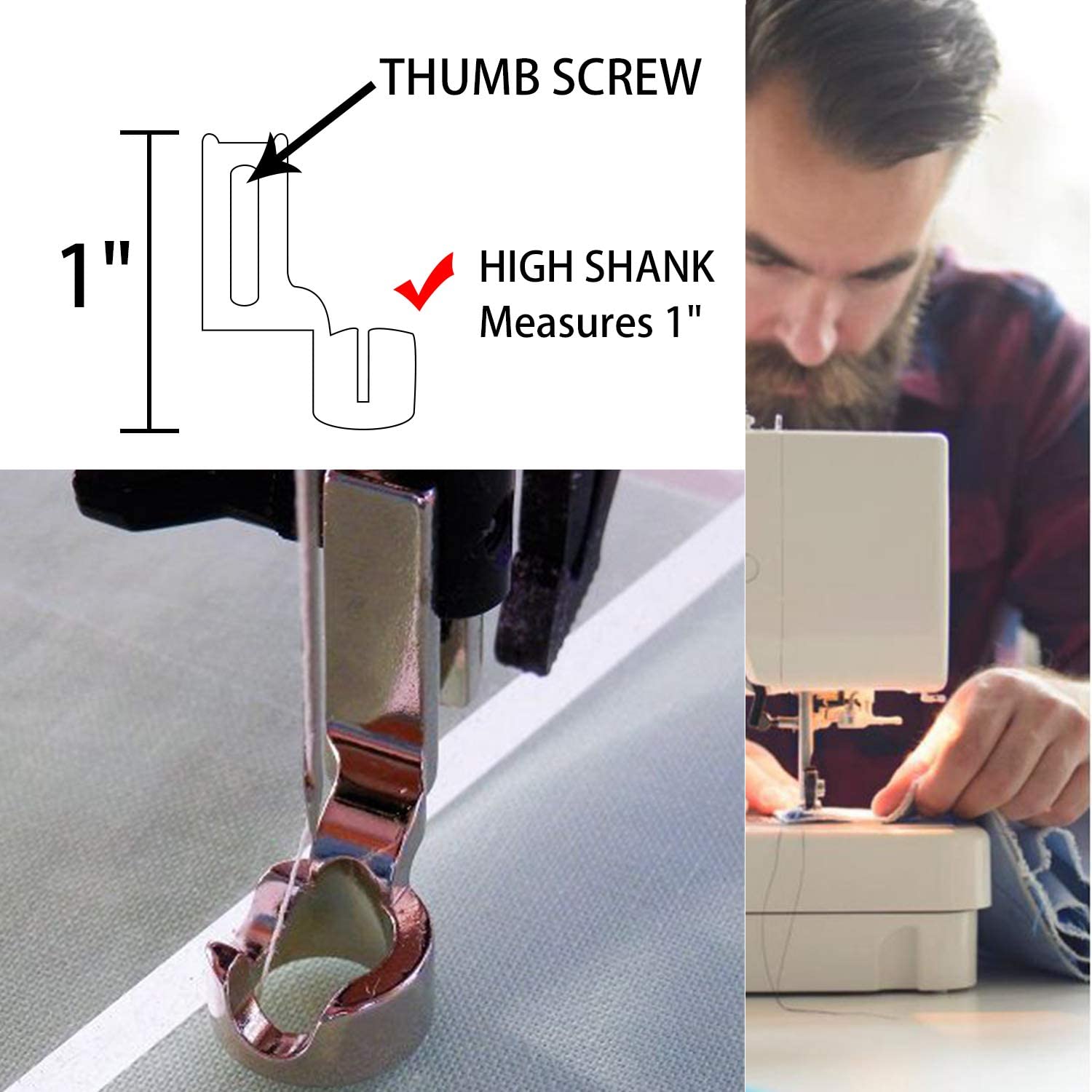 High Shank Ruler Frame Free Motion Darning Foot for Quilting Embroidery- Ruler Presser Foot with Slot Open Fits All High Shank Sewing Machines
