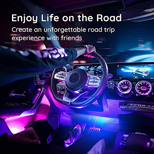 Govee Car Interior Lights, Car Led Lights with APP Control, Music Sync with 7 Scene Modes and 16 Million Colors, 2 Lines Design RGB Under Dash Car Lighting with Car Charger, DC 12V