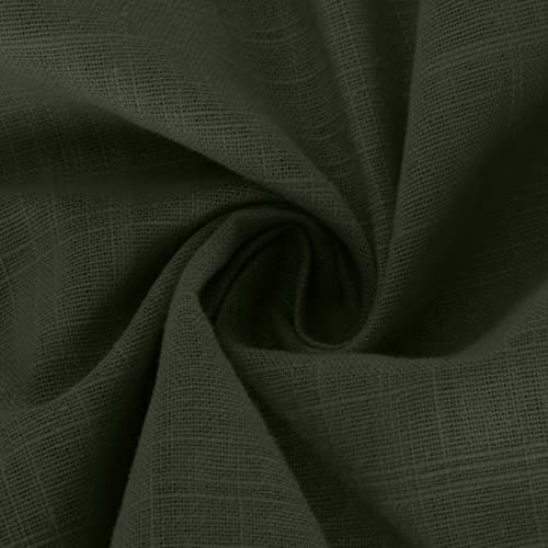 Womens Cotton Linen Button Down Shirt 2023 Casual Long Sleeve Solid Color Shirts Loose Work Tops with Pockets Army Green