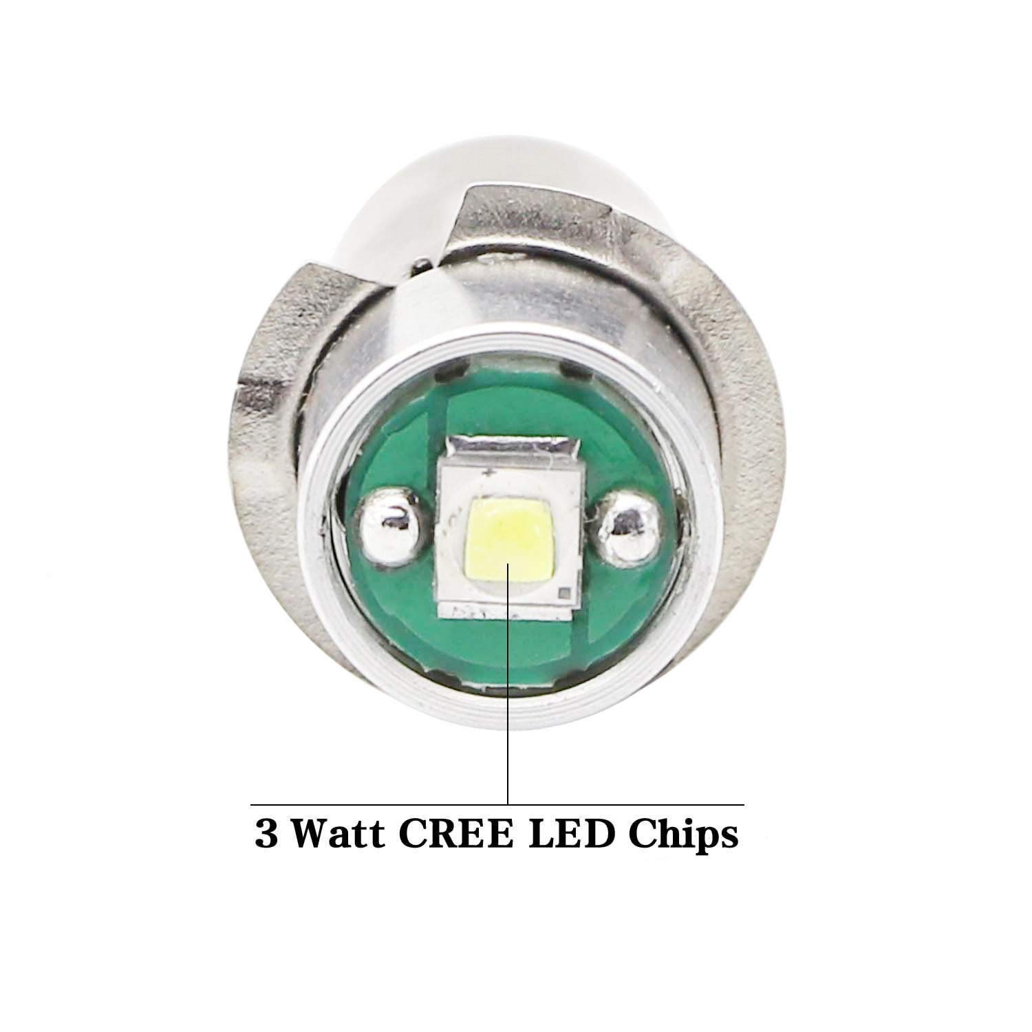 High Power LED Upgrade Bulb 3W 200LM DC5-24V 12V 18Volt PR2 P13.5S LED Flashlight Bulbs Replacement For DEWALT Flashlight Torch Tooling Lantern Work Light Maglite LED Conversion Kit