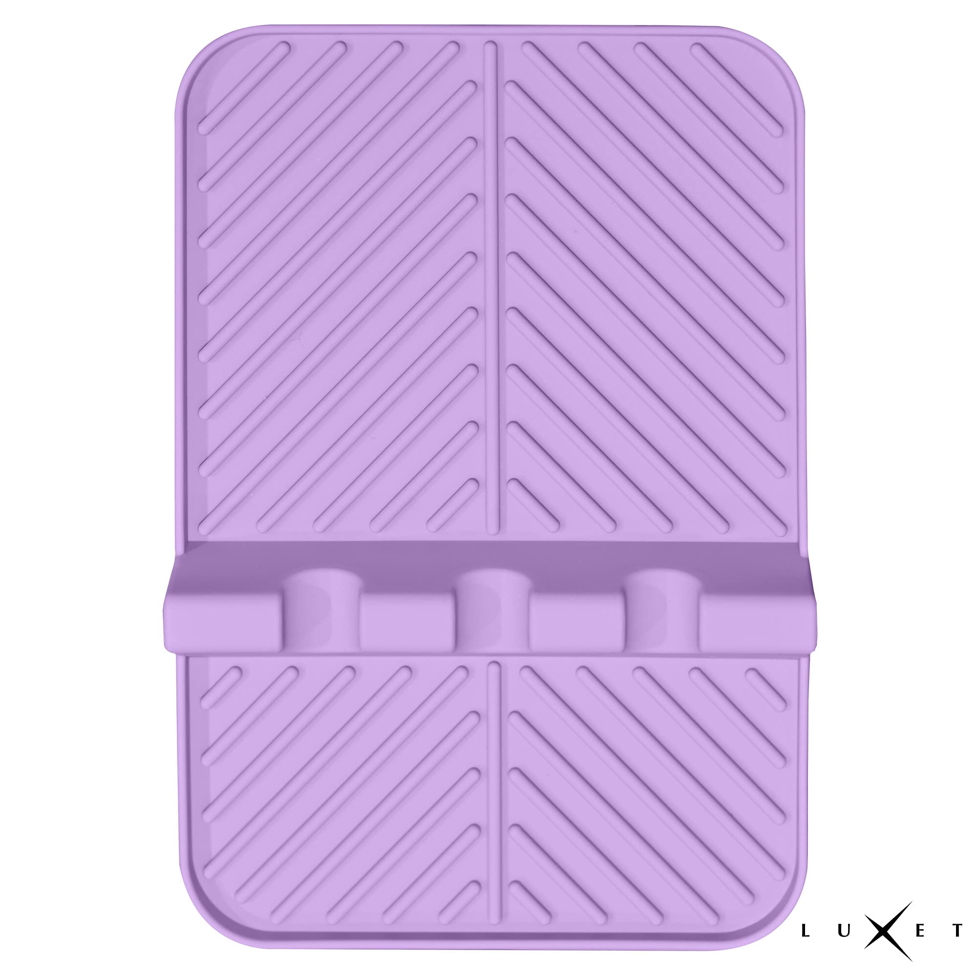 Luxet Updated Spoon Rest for Kitchen Counter, Heat-Resistant Silicone Utensil Rest for Countertop with Drip Pad,Non-Slip Spoon Holder for Stove Top Kitchen and Grill Utensil Holder Lid (Purple)