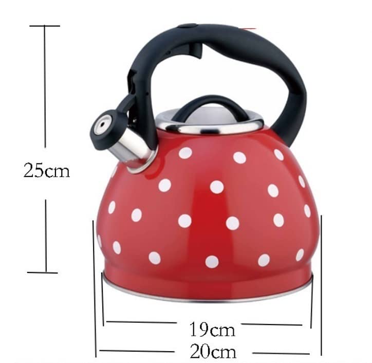 Tea Kettle Stovetop Whistling Teapot Stainless Steel Whistling Kettle 3L Whistling Teapot Water Kettle Boiling Kettle With Heat Insulating Handle Whistle Kettle Stove Top Kettle (Color : Red, Size :