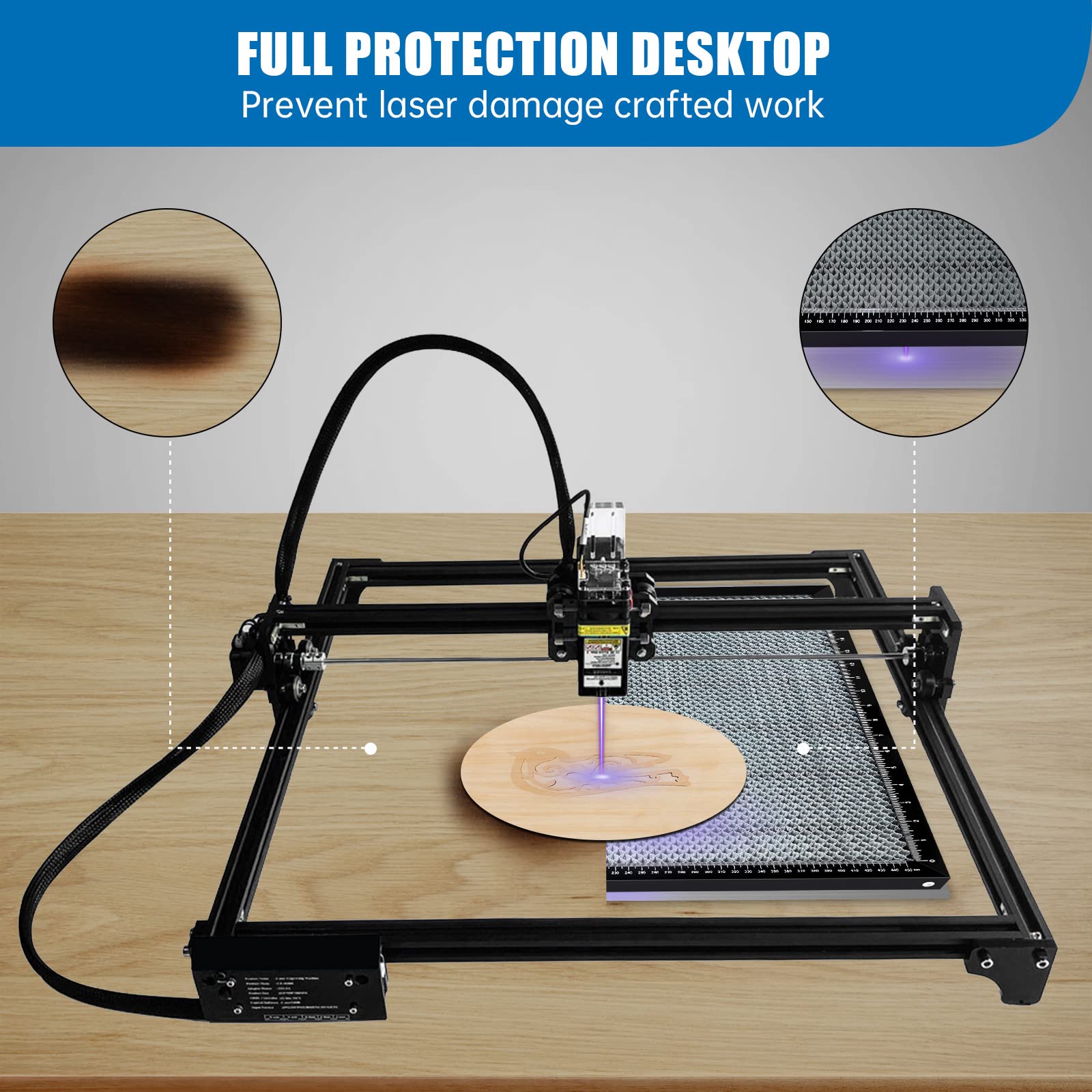Honeycomb Working Table, 500*500mm Honeycomb Laser Bed Laser Engraver Cutting Machine, Honeycomb Working Panel with Aluminum Plate, Laser Engraver Accessories Fast Heat Dissipation &Desktop-Protecting