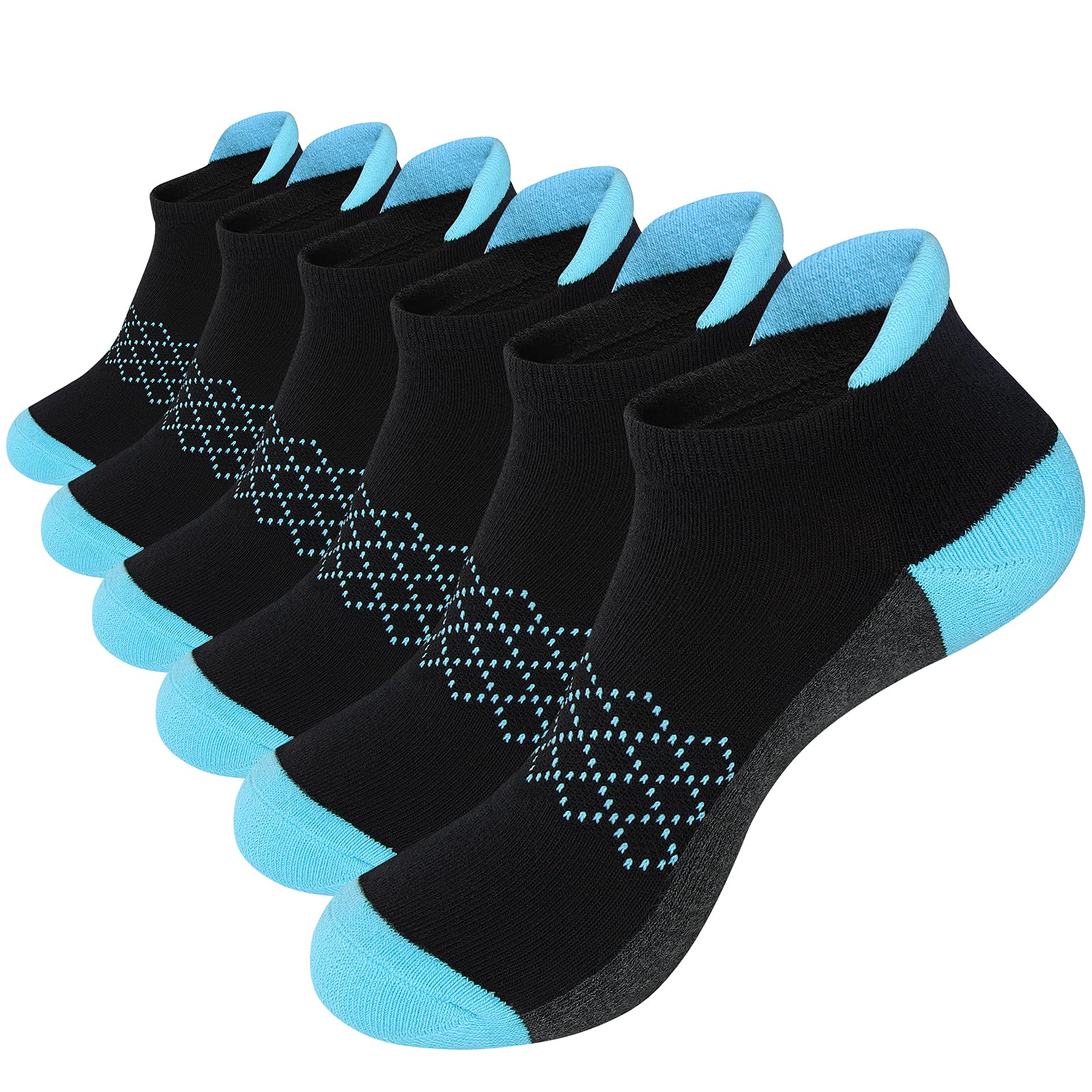 JATEN Men's Athletic Running Socks Ankle,Cushioned Mens Socks Breathable,3/6 Pairs Moisture Wicking Socks Low Cut