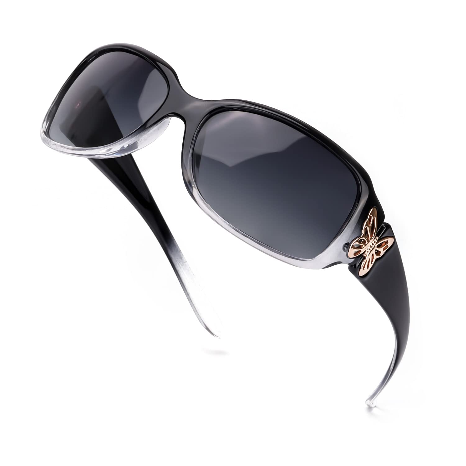 LVIOE Polarized Sunglasses for Women, Fashion Butterfly Decoration Driving Fishing-99.99% UV Protection