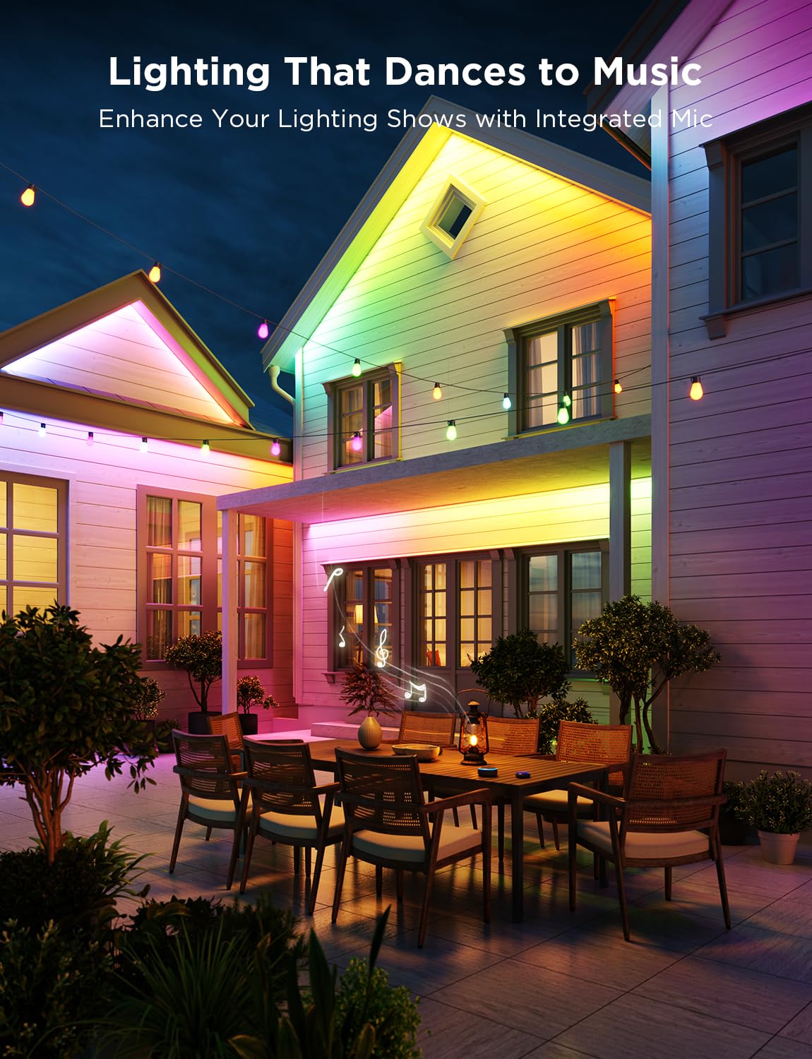 Govee RGBIC Pro Outdoor Strip Lights with Warm and Cold White, 32.8ft WiFi Outdoor LED Eave Lights Waterproof, Outdoor Lights Work with Alexa, App Control for Eave, Stairs, Porch