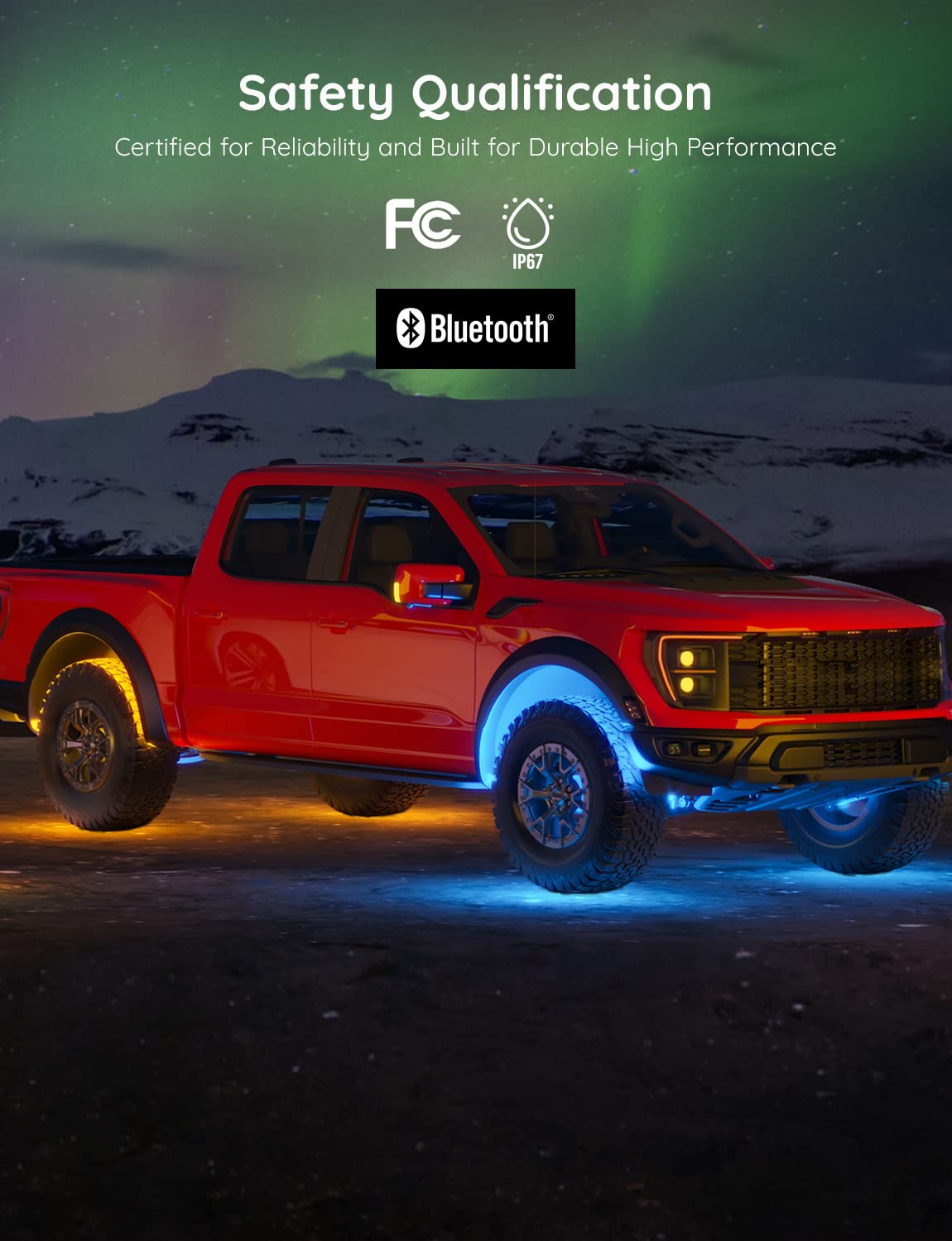 Govee Rock Lights with Smart APP Control, RGBW Underglow Car 64 Scene Modes, 4 Pods Warm White Under IP67 Waterproof and Reactive Music Mode for Cars, Trucks, DC 12V