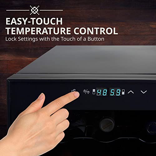 Ivation 28 Bottle Compressor Wine Cooler Refrigerator w/Lock | Large Freestanding Wine Cellar For Red, White, Champagne or Sparkling Wine | 41f-64f Digital Temperature Control Fridge Glass Door Black
