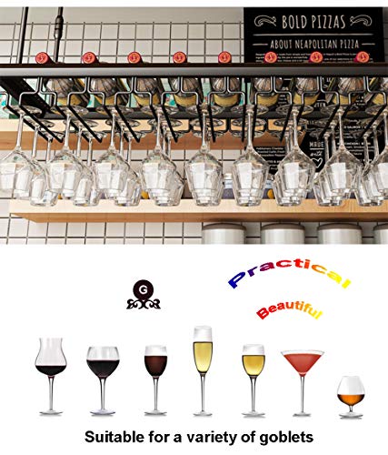 Wine Bottle Stemware Glass Rack Hanging Wall Mounted Ceiling Shelf - Holds 8 Bottles of Your Favorite Wine - Elegant Storage for Kitchen, Dining Room, Bar, or Wine Cellar (Black)