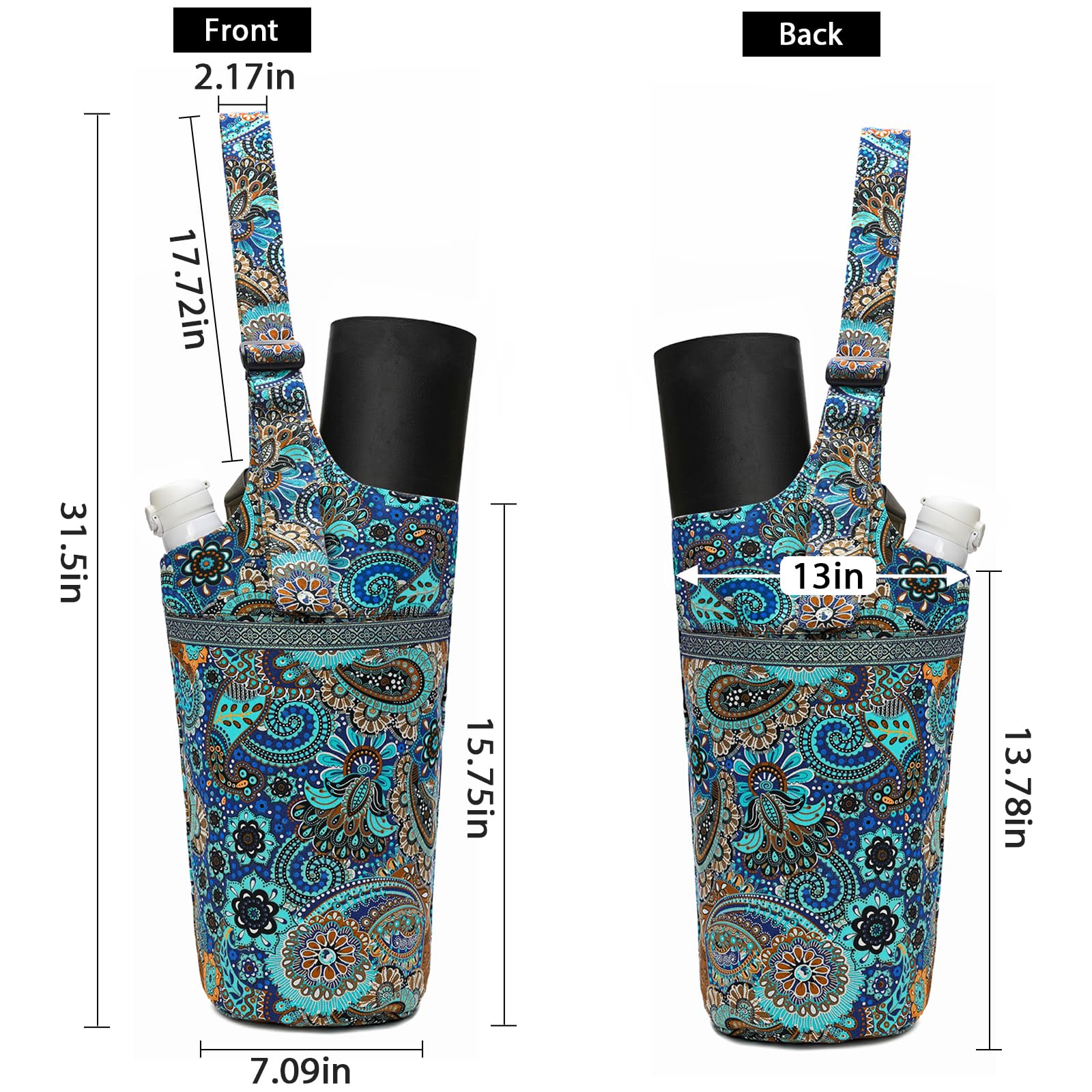 IwIeIaIrI Yoga Mat Bag with Large Size Pocket and Zipper Pocket,Yoga Bag Adjustable Shoulder Strap- Holds More Yoga Accessories