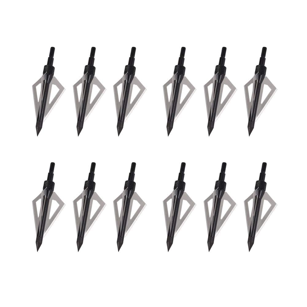 Hunting Broadheads 3 Blades Archery Broadheads 100 Grain 12 Pack Screw Arrow Heads Arrow Tips for Crossbow Compound Bow