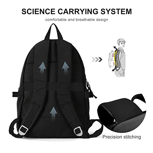 WEPOET Waterproof Simple Black Backpack For School,Lightweight Middle School Bookbag For Women Men,Aesthetic College Backpack,Casual Daypack Teens Girls Boys