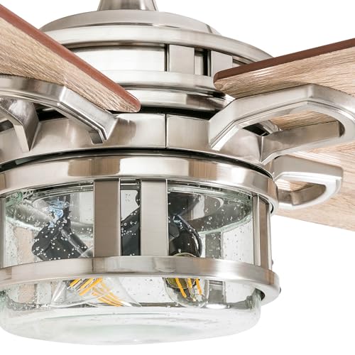 Honeywell Ceiling Fans Bonterra, 52 Inch Contemporary Indoor LED Ceiling Fan with Light and Remote Control, Dual Finish Blades, Reversible Motor - Model 50610-01 (Brushed Nickel)