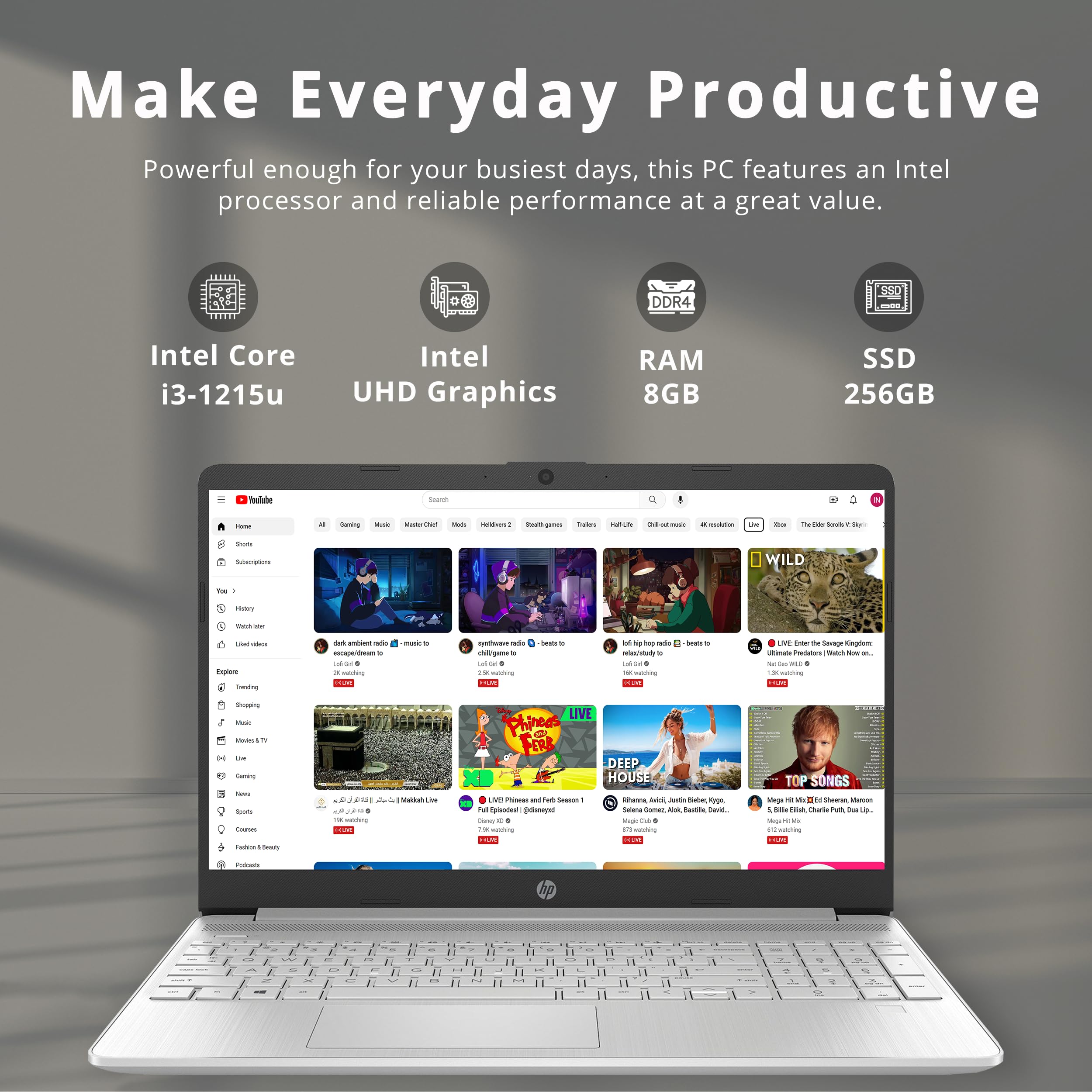 HP 2022 15.6'' HD Touchscreen Laptop, 11th Gen Intel Core i3-1115G4, 8GB DDR4 RAM, 256GB PCIe SSD, Intel UHD Graphics, HD Audio, 720p HD Camera, Win 11, Silver, 32GB Snow Bell USB Card