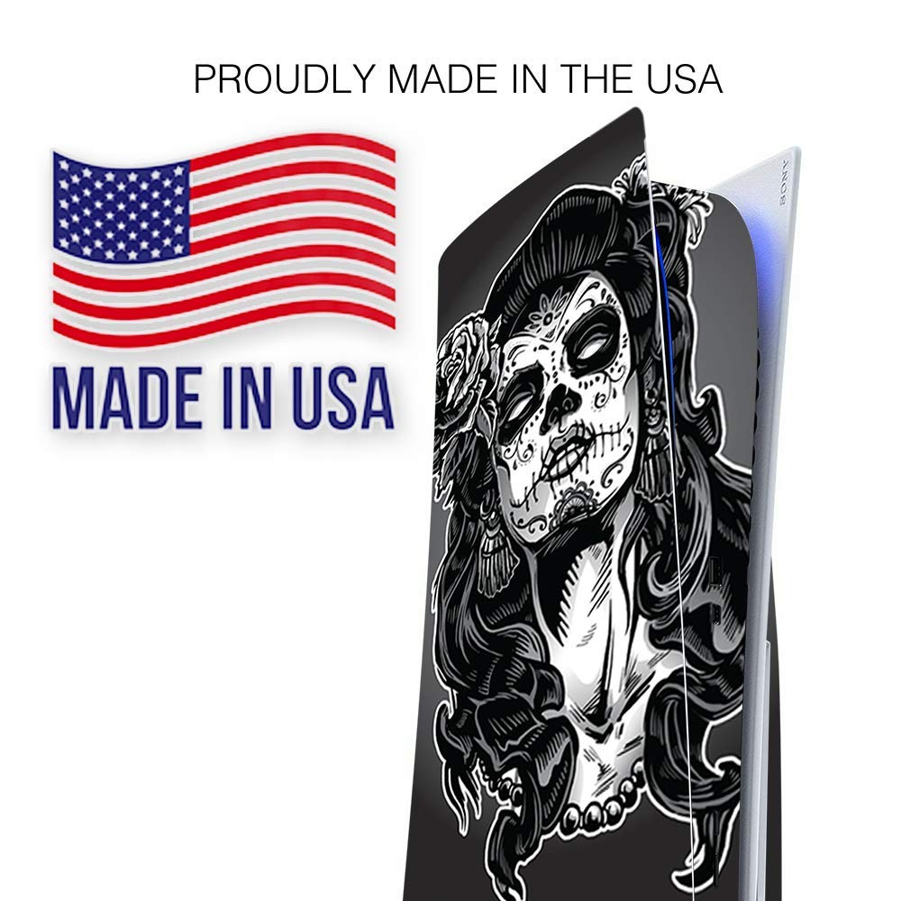 ITS A Skin Skins Compatible with Sony Playstation 5 Console Disc Edition - Protective Decal Overlay Stickers wrap Cover - Sugar Skull Girl Dia de Los meurtos