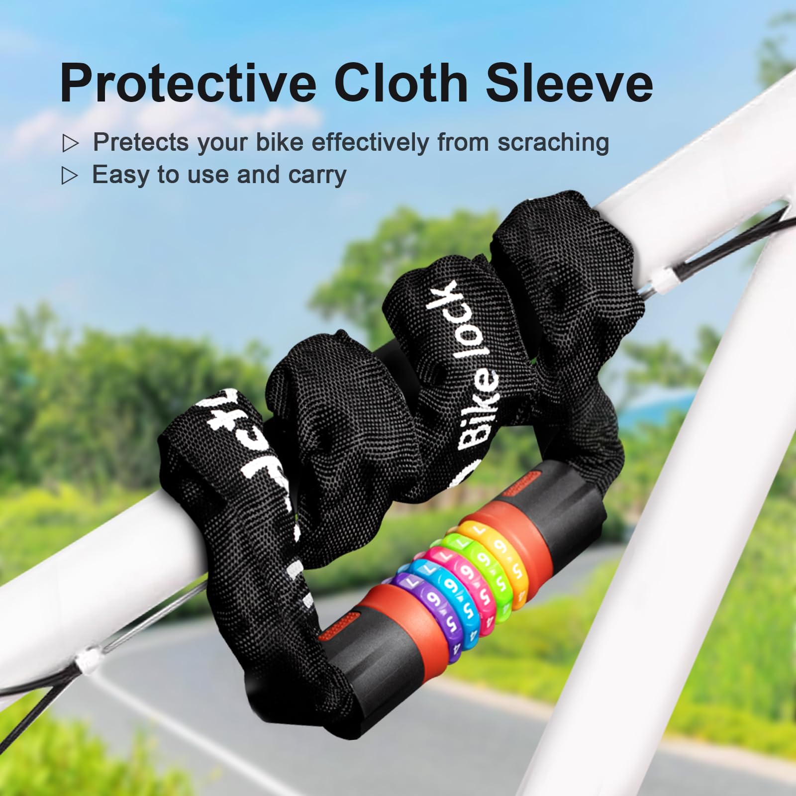 Hydsto Rainbow Bike Lock Combination - 5-Digit Resettable Scooter Lock - 3.2 FT Heavy-Duty Anti-Theft Lock for Bicycle, Motorcycle, Electric Scooter, Gate, Fence