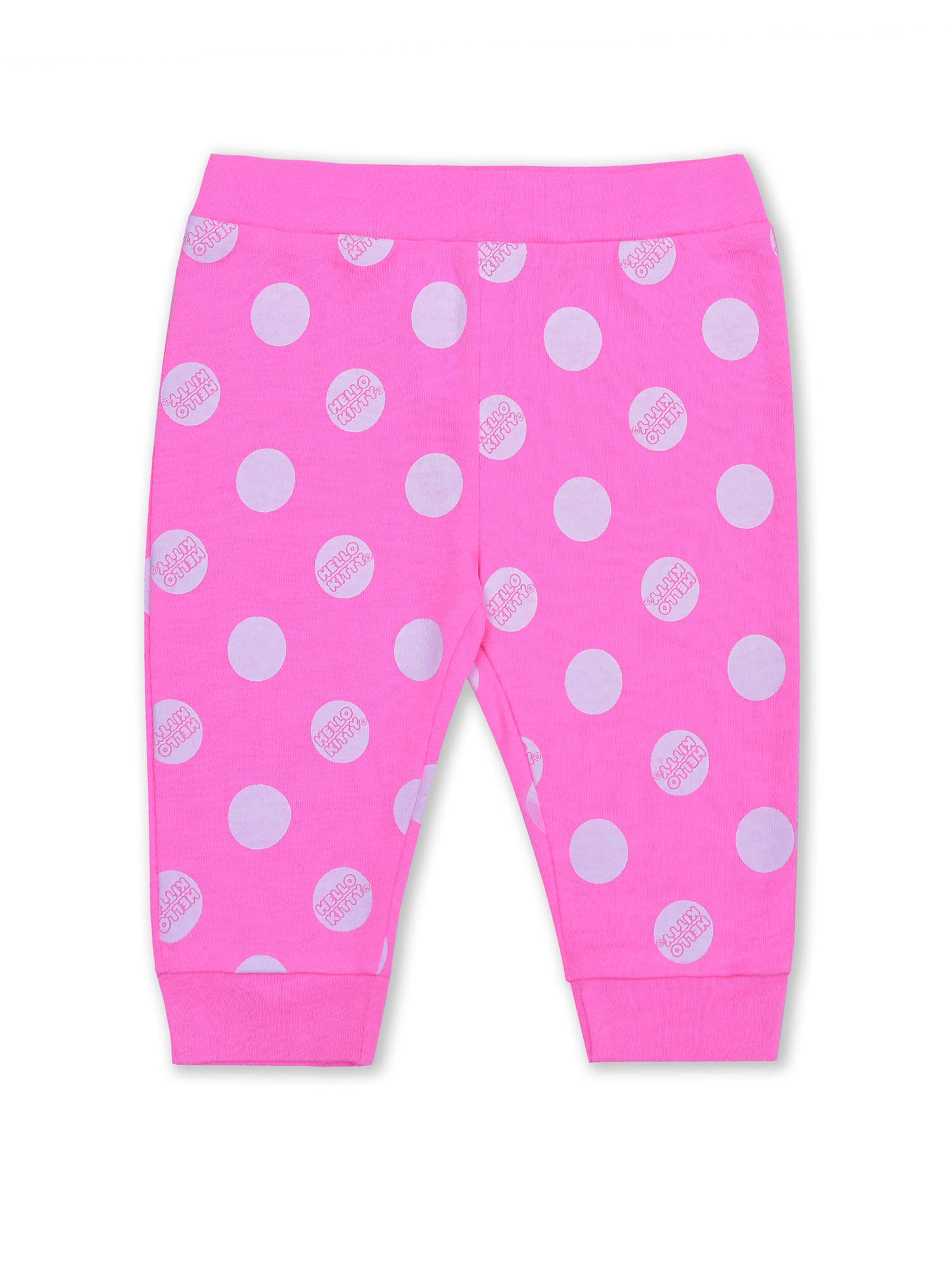 Hello Kitty 2 Piece Pink and White Polka Dot Print Creeper and Jogger Set
