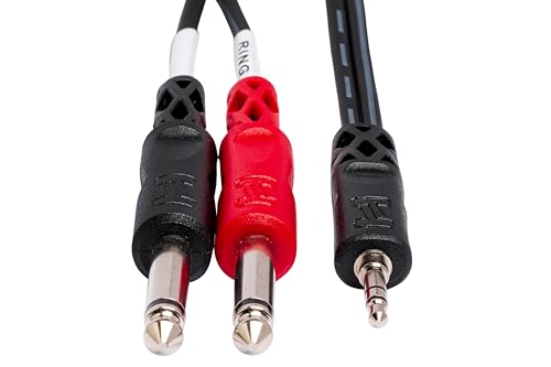 Hosa CMP-153 3.5 mm TRS to Dual 1/4" TS Stereo Breakout Cable, 3 Feet, Laptop