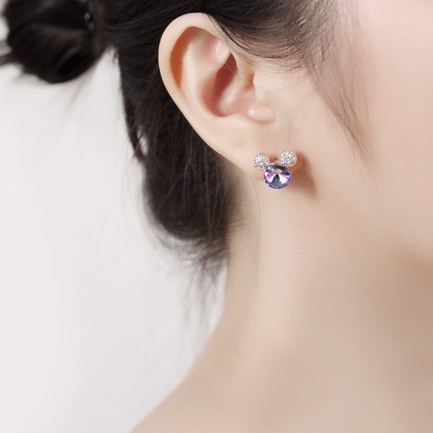 HERAYLI Mouse Stud Earrings for Girls/Women, Sparkling crystal Lovely Earrings Jewelry Gift