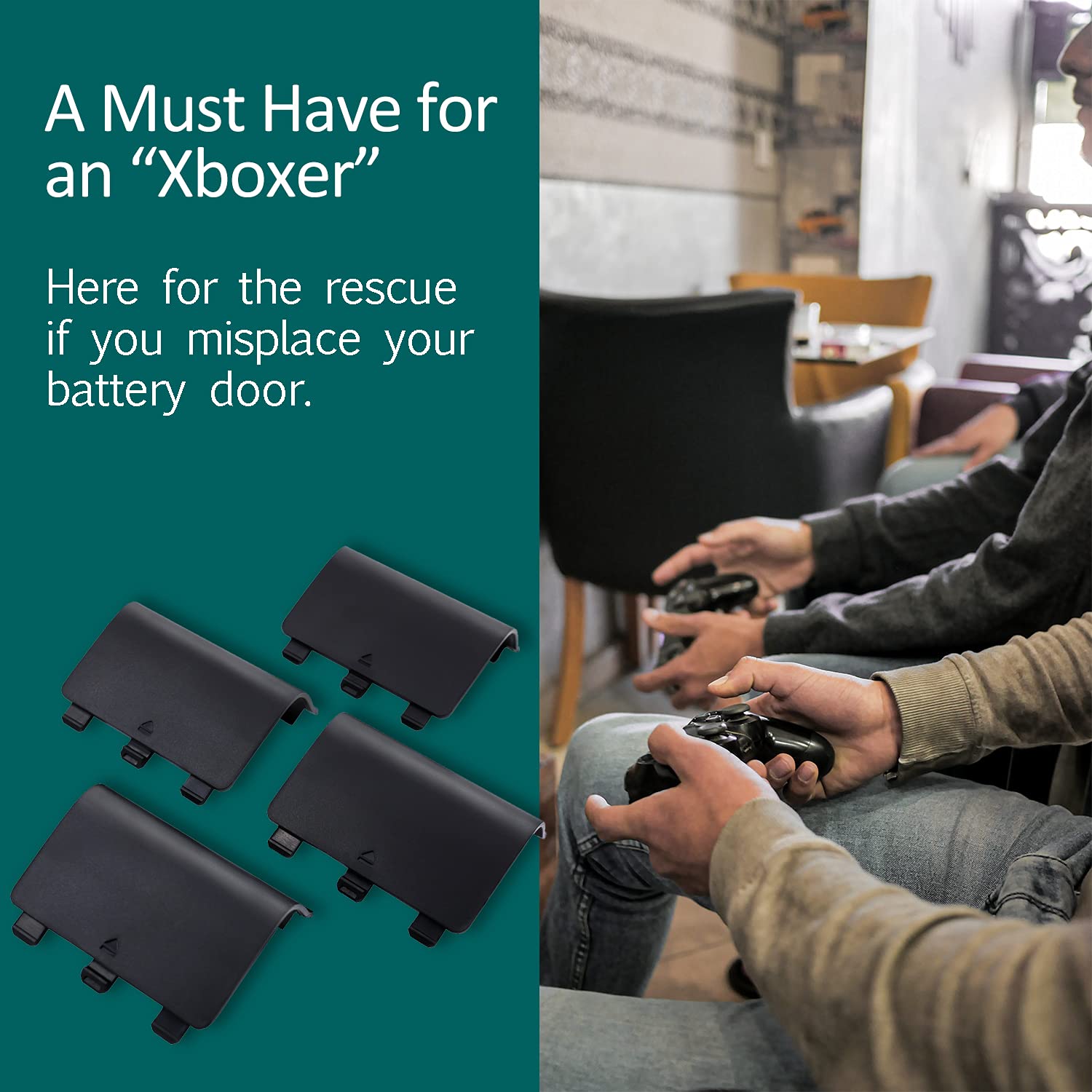 Hukado Replacement Battery Back Cover for Xbox One, Battery Cover Door for Xbox One, Xbox One S Controller, Repair Shell Cover Part for Xbox Wireless Controller (Black, 4 Pack)