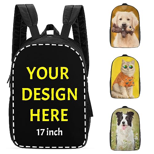 xhrefvo Custom Backpack Personalized Add Your Photo Text Logo Laptop Bag Customized 17In Casual Travel Work Backpack