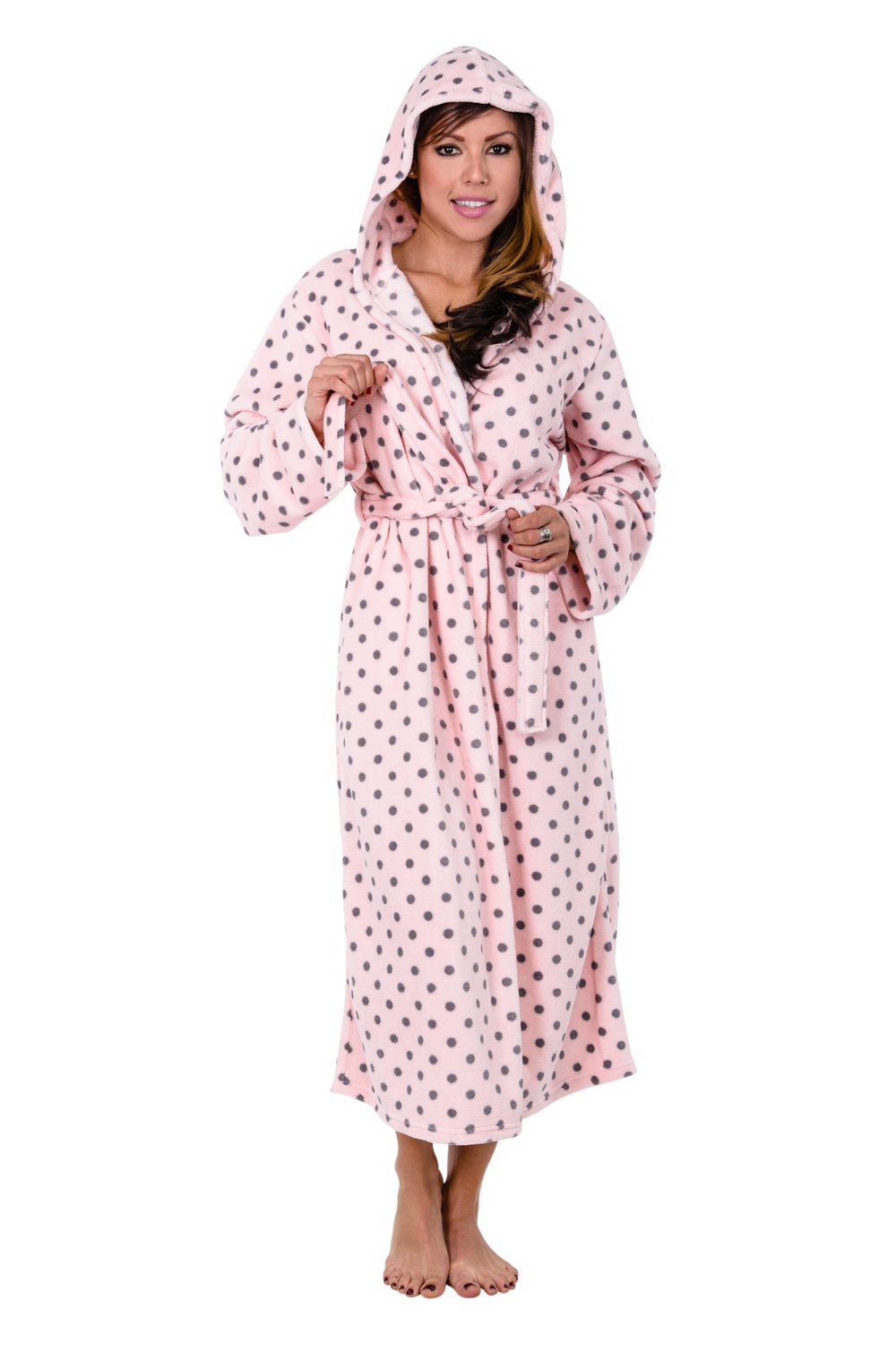 Hoodie Robe Plush Hooded Robe Spa Bathrobe Hoody Robe Long Robe