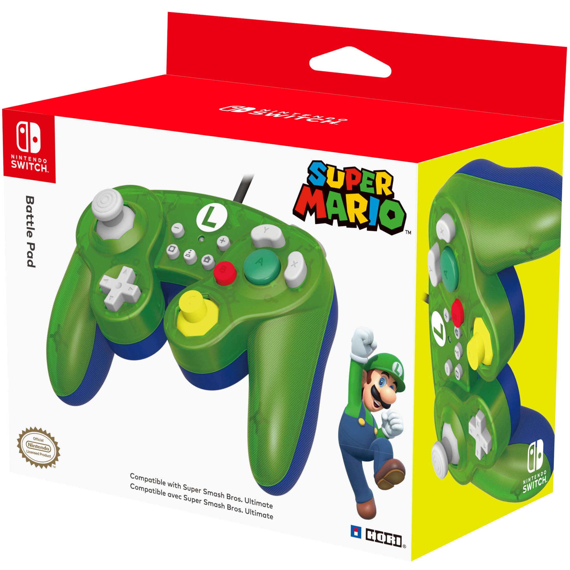 HORI Nintendo Switch Battle Pad (Luigi) GameCube Style Controller Officially Licensed By Nintendo - Nintendo Switch