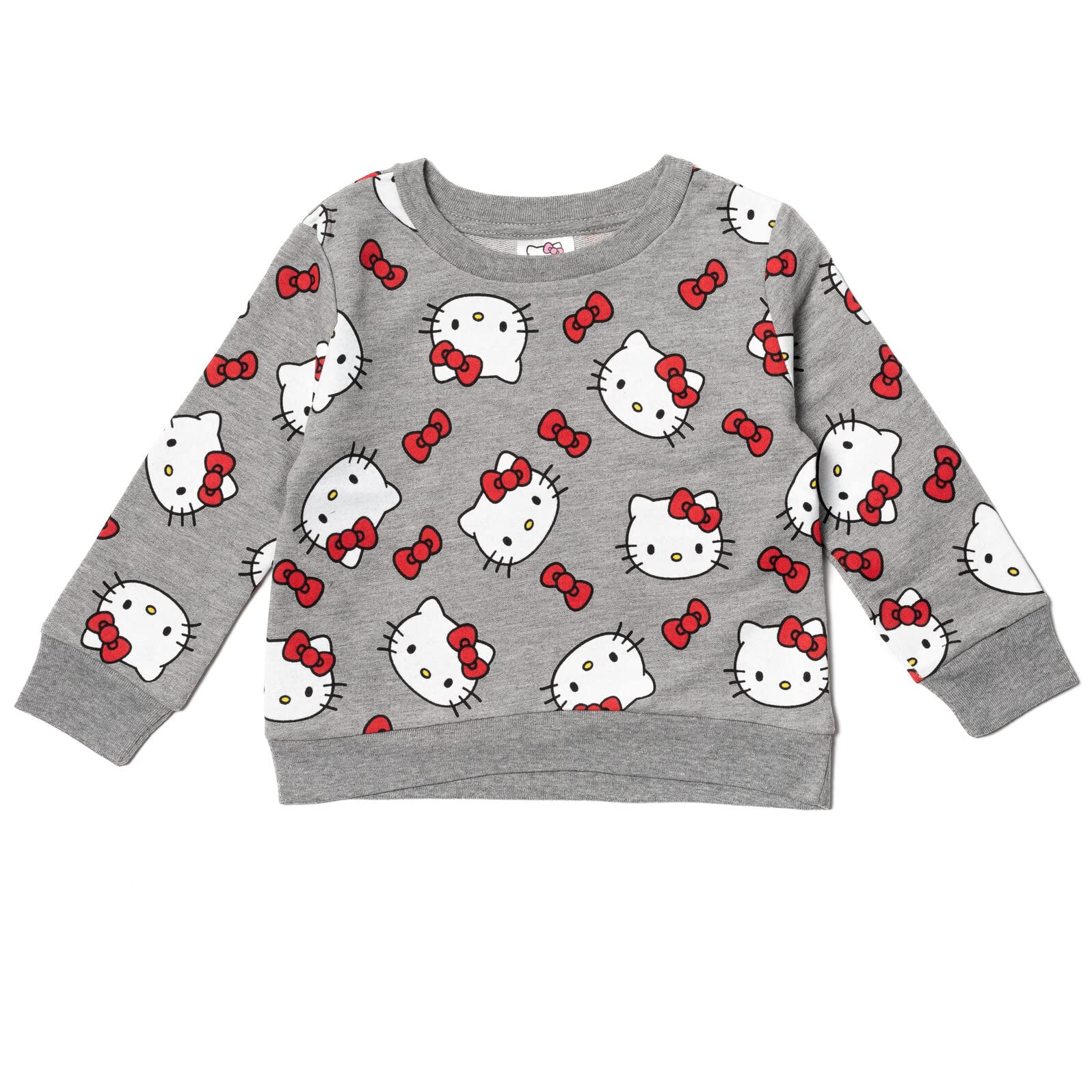 Hello Kitty Little Girls French Terry Pullover Sweatshirt Grey 6-6X