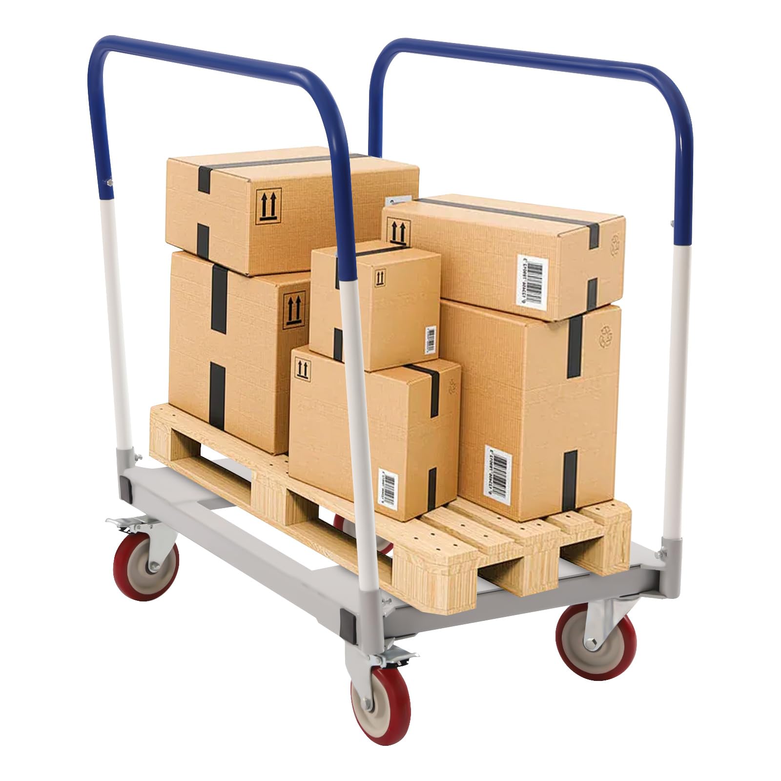 Heavy Duty Steel Panel Truck Cart, 1500 LBS Panel Dolly Cart with 5inch Swivel Wheels, Drywall Dolly Cart Platform Truck Cart for Factory Warehouses Garage Workshop