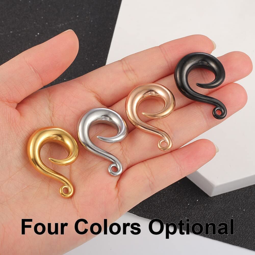 LADEMAYH 3 Pairs DIY Ear Taper Hooks Dangle Gauges for Women Mens, Stainless Steel Ear Pierced Expander Gauge Silver 04mm=6g