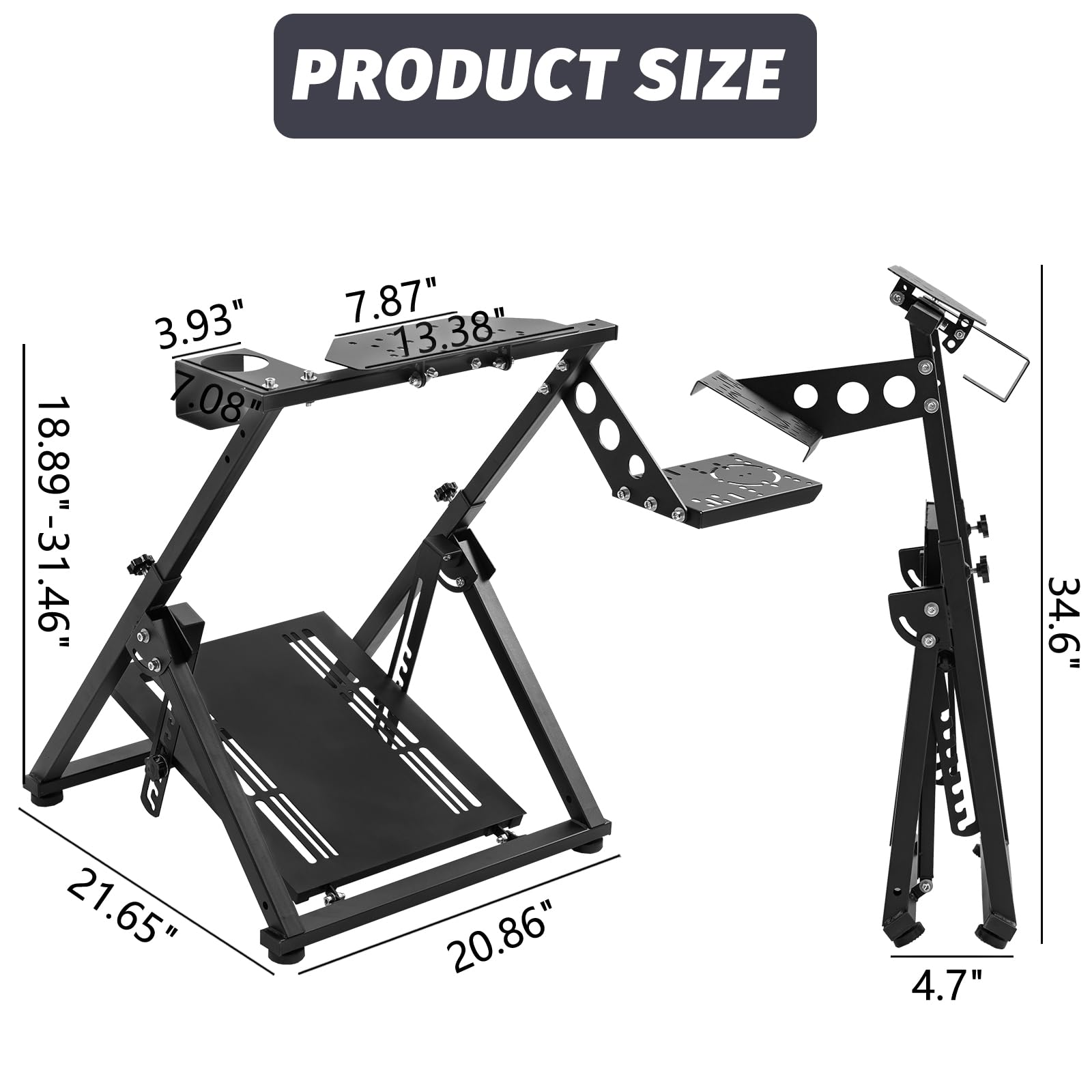 Hottoby Racing Simulator Cockpit Frame Adjustable Thick Circular Tube Fit for Logitech/Thrustmaster G29,G920,G923, T300RS race car seat Flexible Use of Legs,No Steering Wheel,Pedal,Shifter,Seat