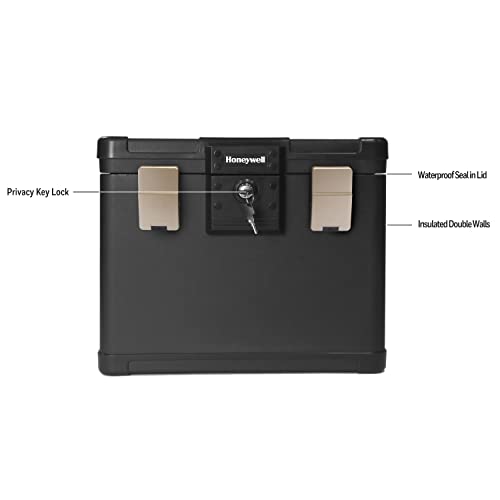 Honeywell Safes & Door Locks - Fireproof & Waterproof Filing Safe Box Chest for Home - Fits Letter, A4 Files - Strong ABS Plastic - Document Safety Box with Key Lock System - 0.60 Cubic Feet - 1106